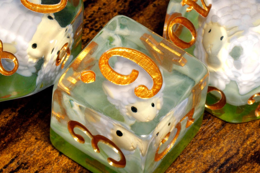 Shepherd’s Luck Dice Set – Sheep-themed Polyhedral Dice, TTRPG Game Kit ...