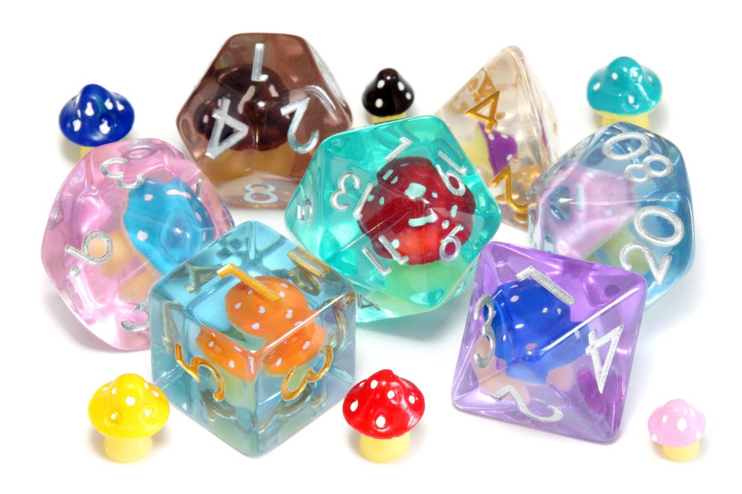 Mushroom Party Mix Dice Set – Multicolor Mushroom Design - Etsy