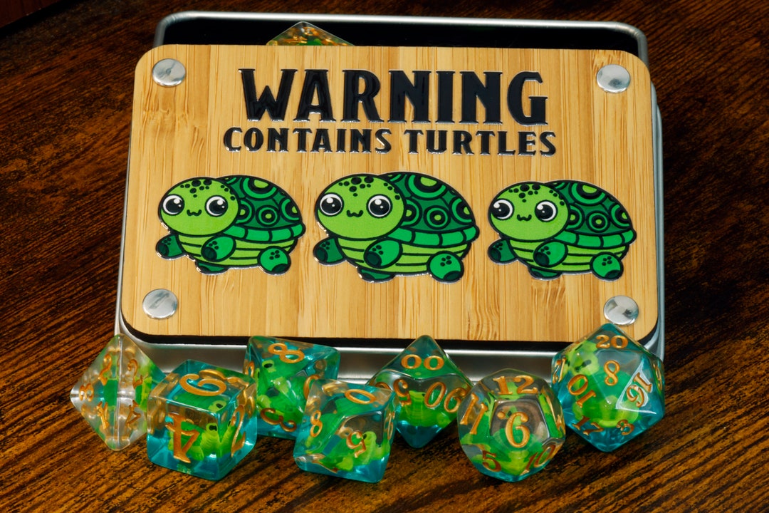 Green Turtle Dice Set and Box Game Kit – Transparent With Green Turtle ...