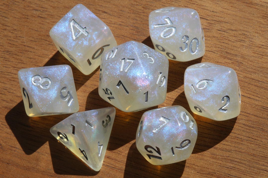 Divine Radiance Dice Set - , White Semi-translucent With Glitters ...