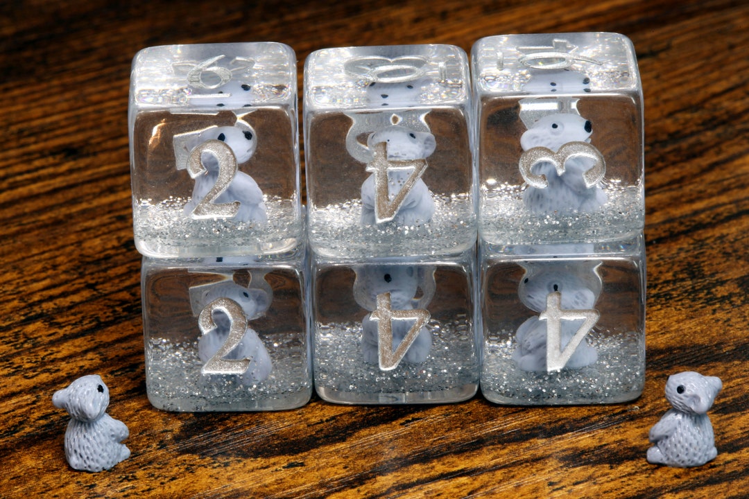 Mouse D6 Dice, Transparent With Little Mice Inside on a Silver Layer ...