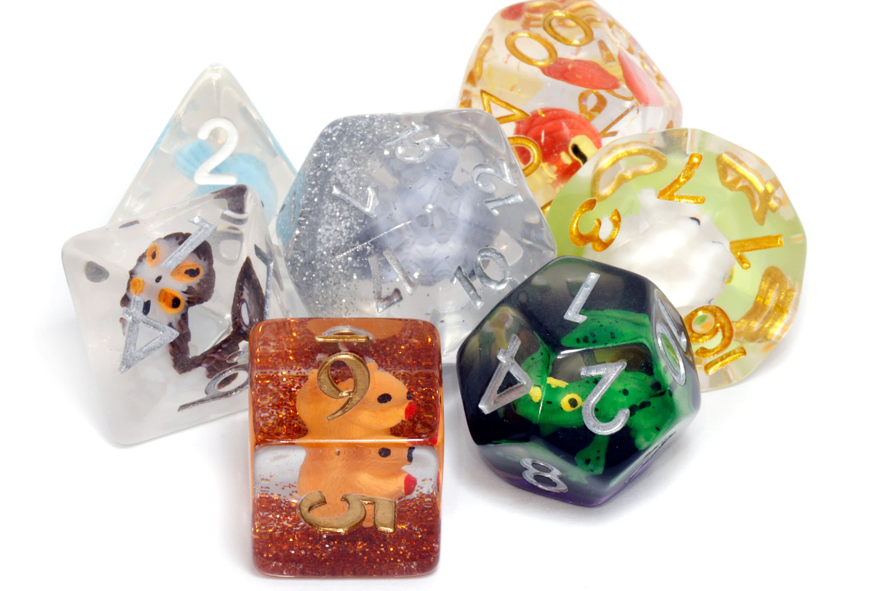 Woodland Critters Dice Set and Box Game Kit – Mixed Animals Polyhedral ...