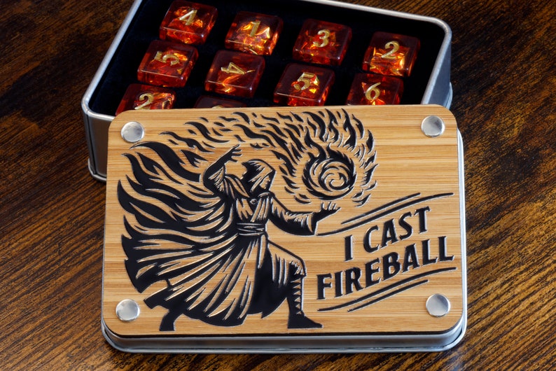 Fireball D6 Dice Set and Decorative Box – Red Orange Dice With Holo ...