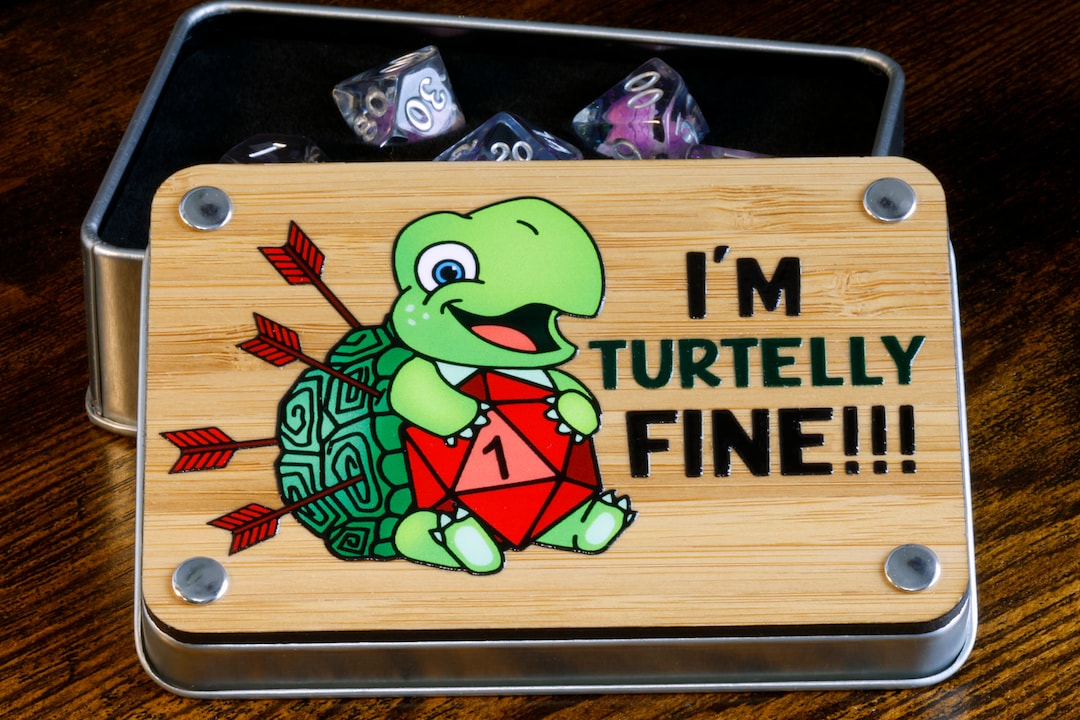 I'm Turtelly Fine!!! Dice Box and Turtle Dice Set, Role Playing Games ...