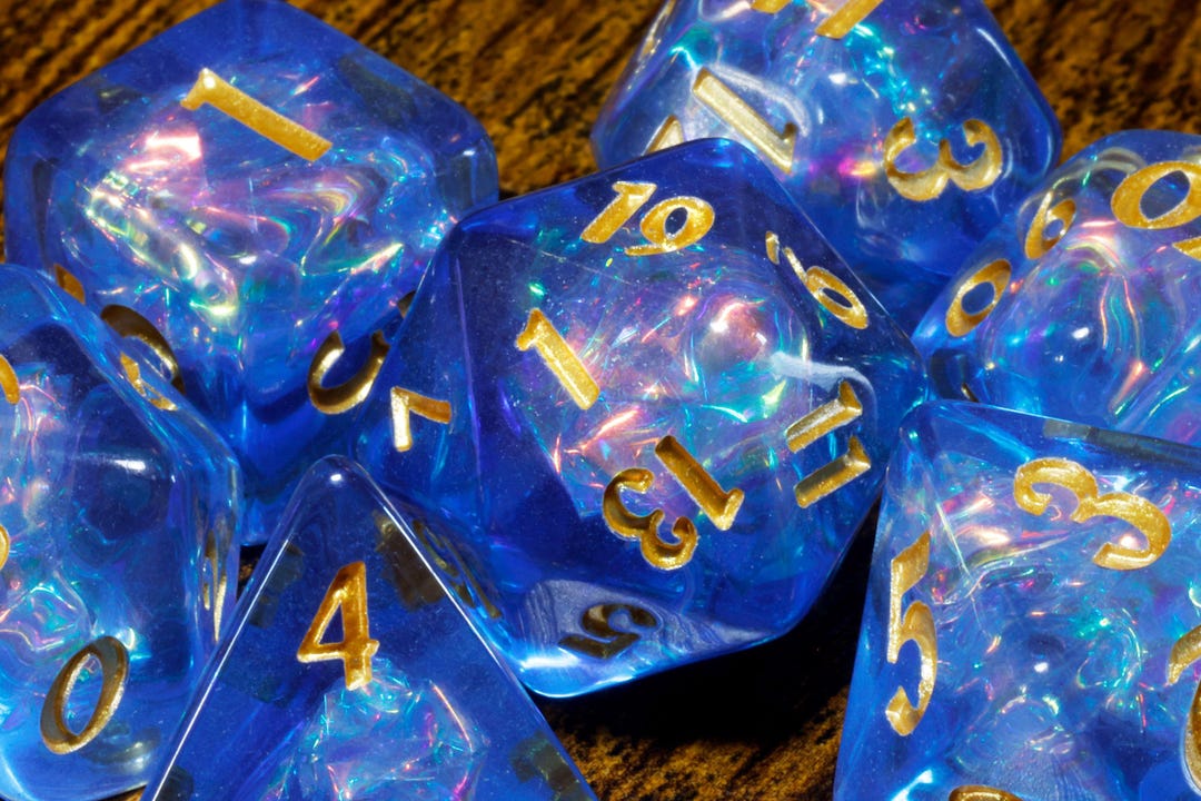 Tempest Opal Dice Set – Electric Blue With Holographic Lightning, TTRPG ...