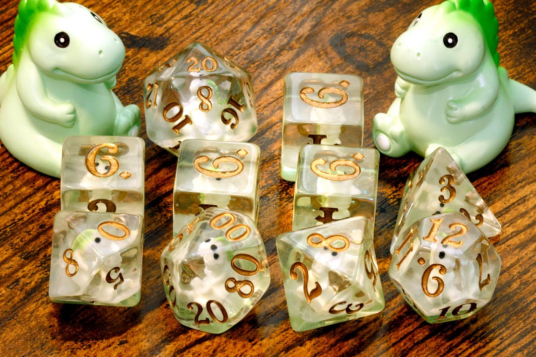 T-rex Dice Set – Polyhedral Dice With Dinosaur Inside - Etsy