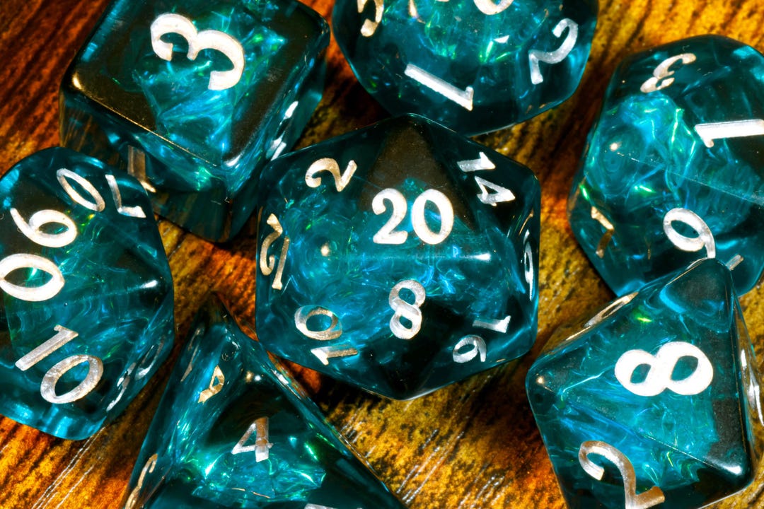 Abyssal Opal Dice Set – Dark Teal Blue With Holographic Foil - Etsy