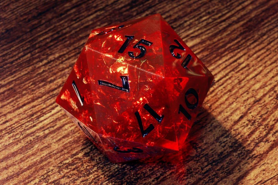 Vampire's Kiss Conk D20 Dice - Extra Large D20 - Ruby Red Sharp Edge ...