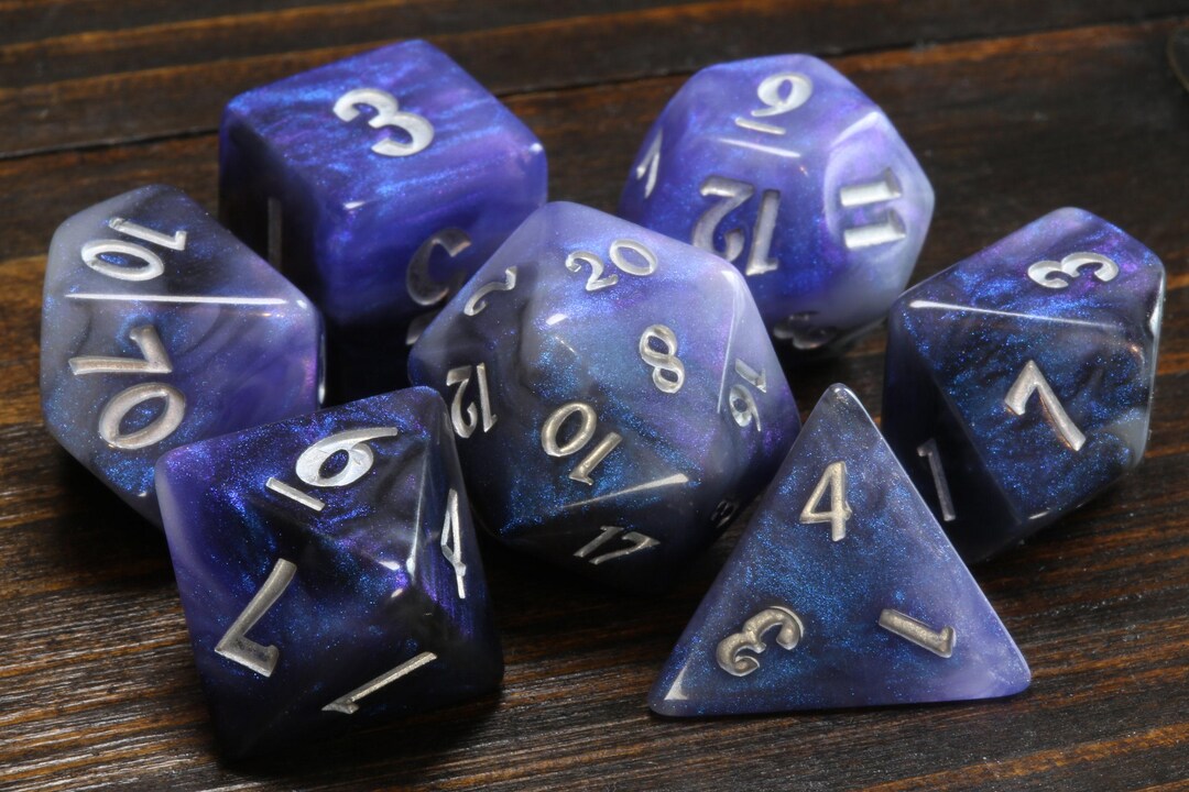 Dreamveil Opal Dice Set – Semi-opaque With Iridescent Blue and Purple ...