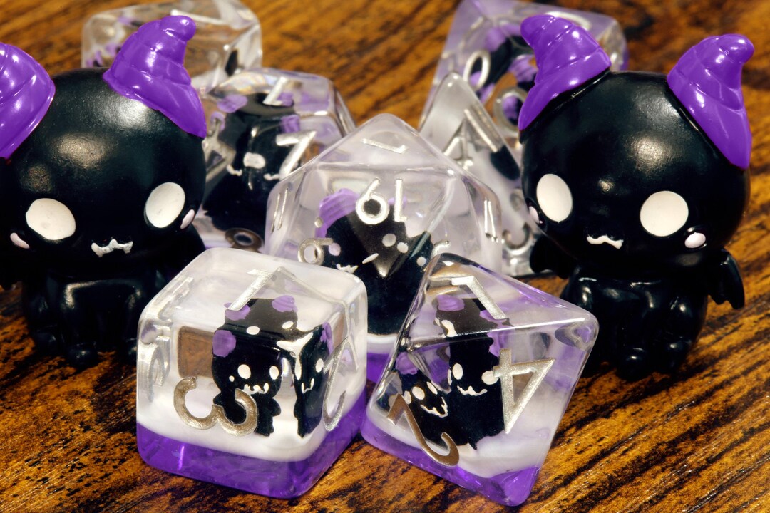 Eldritch Cat Dice Set – Winged Cats With Purple Horns - Etsy