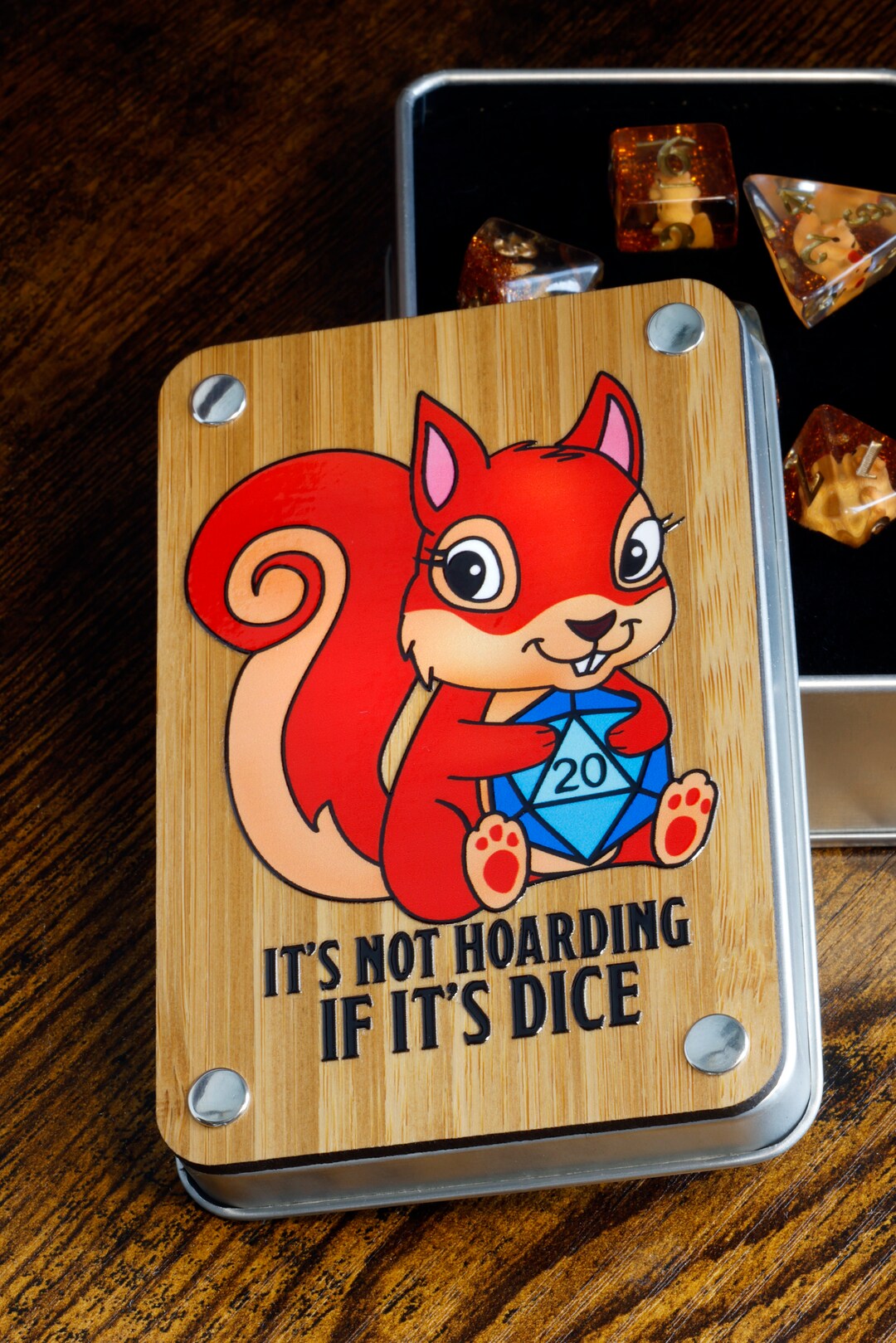 It's Not Hoarding If It's Dice Box and Squirrel Dice Set, Transparent With Little Squirrels ...