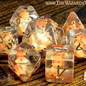 Hamster Dice Set, Transparent With Little Hamsters Inside on a Golden ...