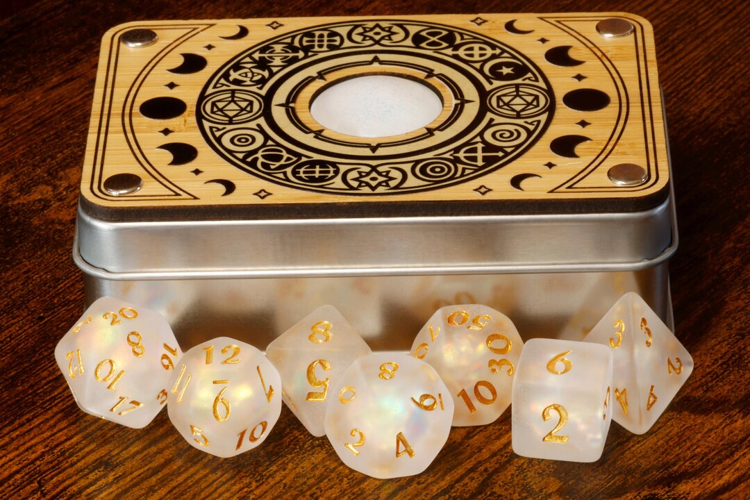 Celestial Dice Box and Paladin's Oath Dice Set - White Holographic ...