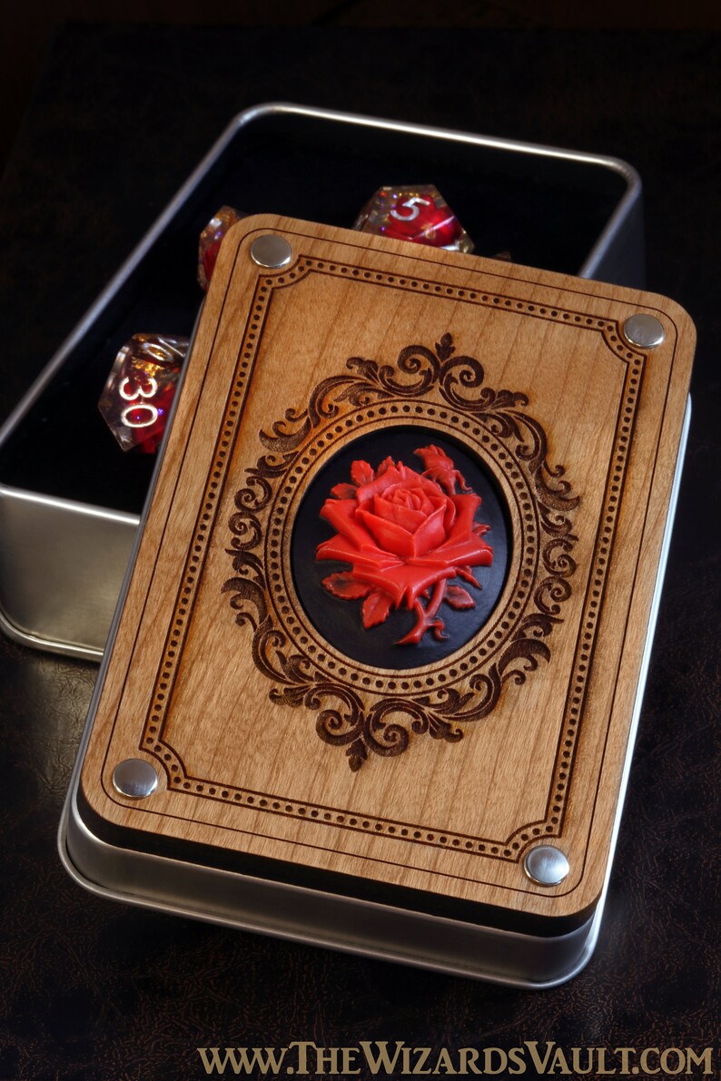 Red Rose Dice Box With Red Flowers Sharp Edge Dice Set With - Etsy