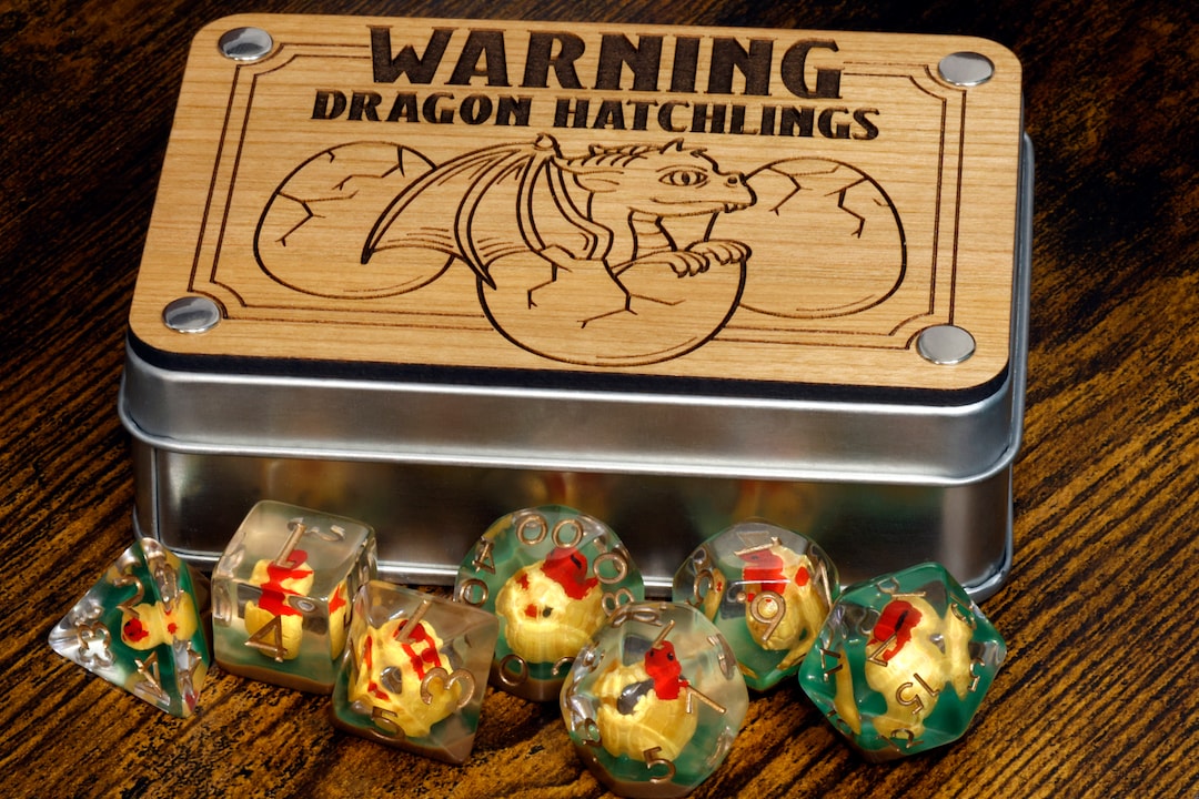 Dragon Hatchlings Box and Dice Set, Transparent With a Baby Dragon's Egg , Dnd Dice, Dungeons ...