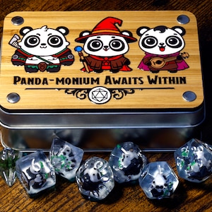 Panda-monium Dice Box and Panda Dice Set, 7 Polyhedral Dice for ...