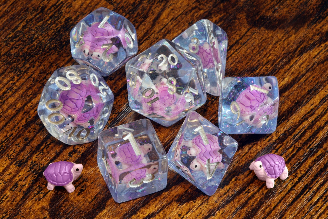 Purple Turtle Dice Set Transparent With Light Purple Turtle - Etsy