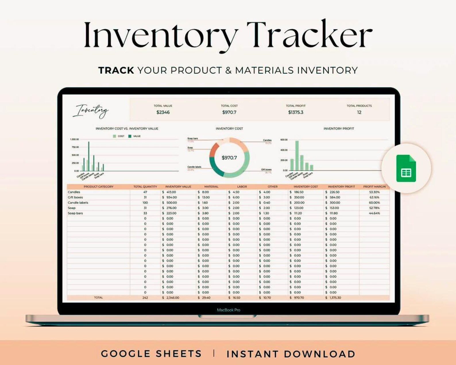 Inventory Tracker Spreadsheet Inventory Management Inventory Sheet ...