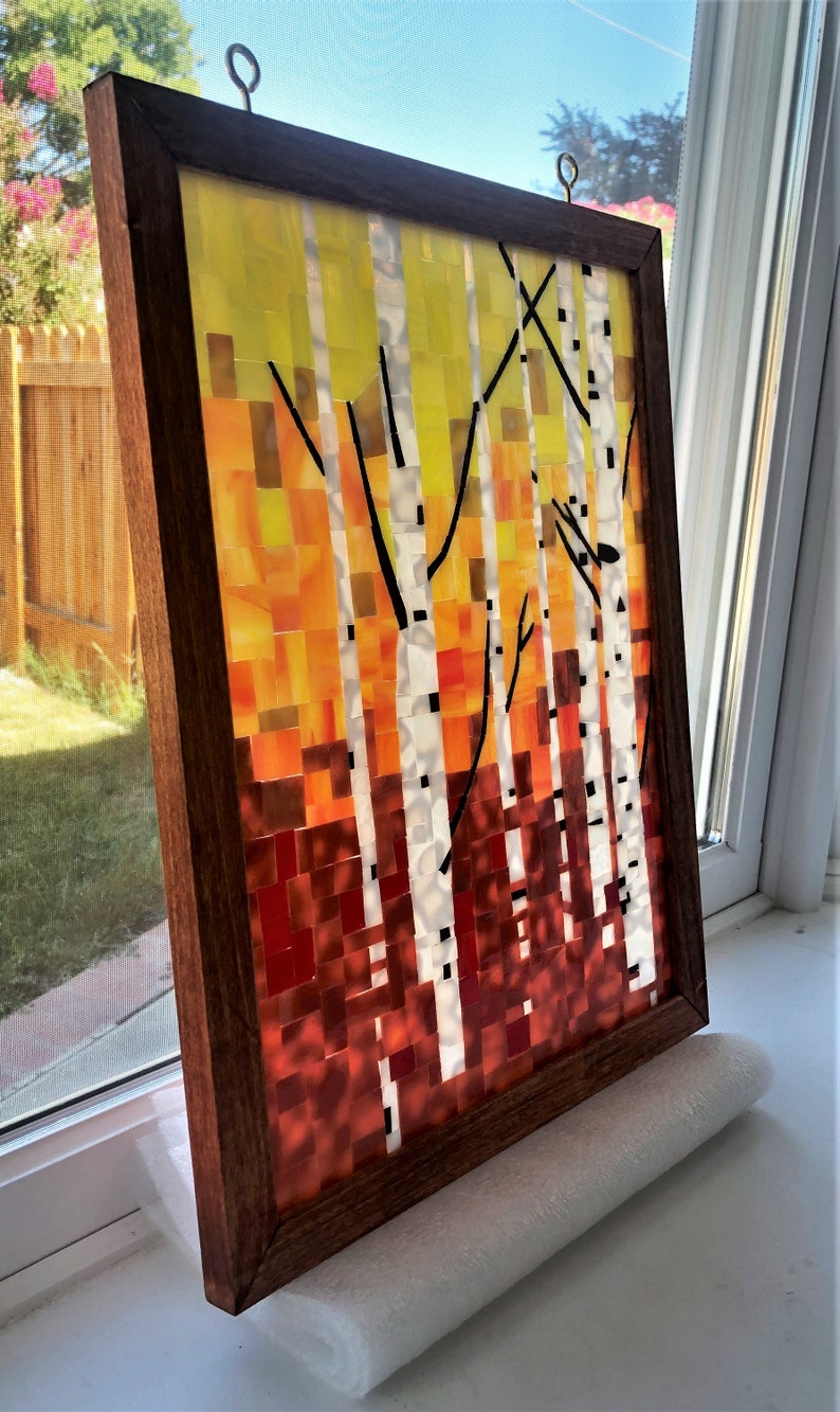 Fall Birch Trees - Glass on Glass Mosaic - Etsy