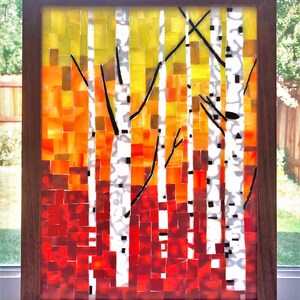Fall Birch Trees - Glass on Glass Mosaic - Etsy