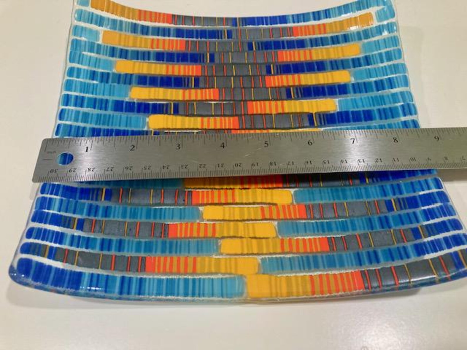 Teal and Orange Glass Stringer Plate - Etsy