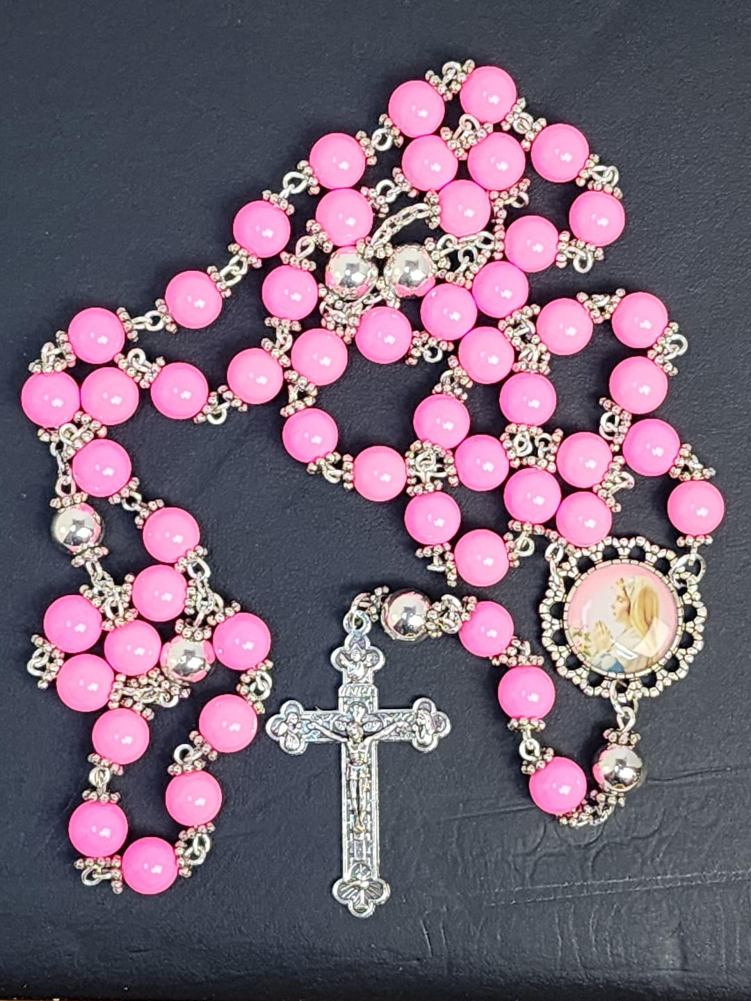 Rosary- Pink Mystic Rose - Etsy