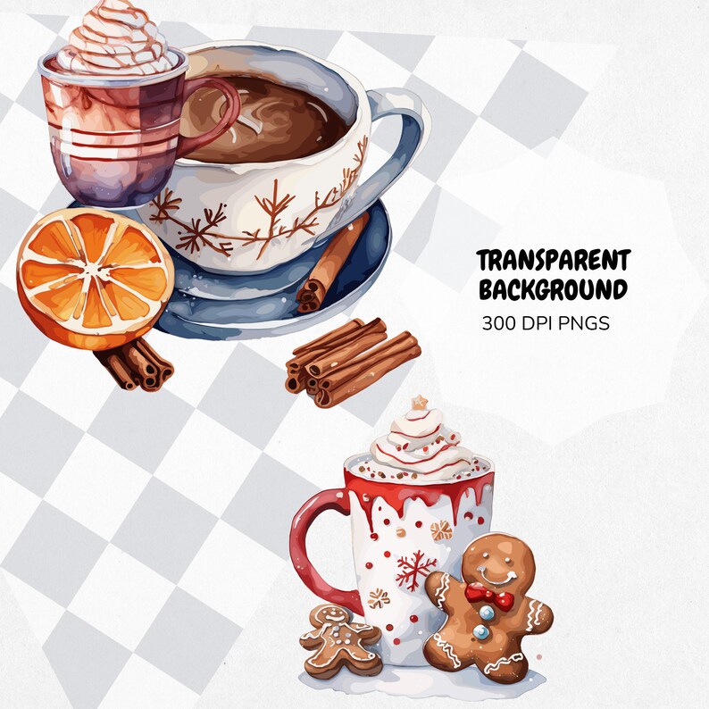 Watercolor Hot Chocolate Cup Clipart Bundle | 37 PNG, SVG & EPS Hot ...
