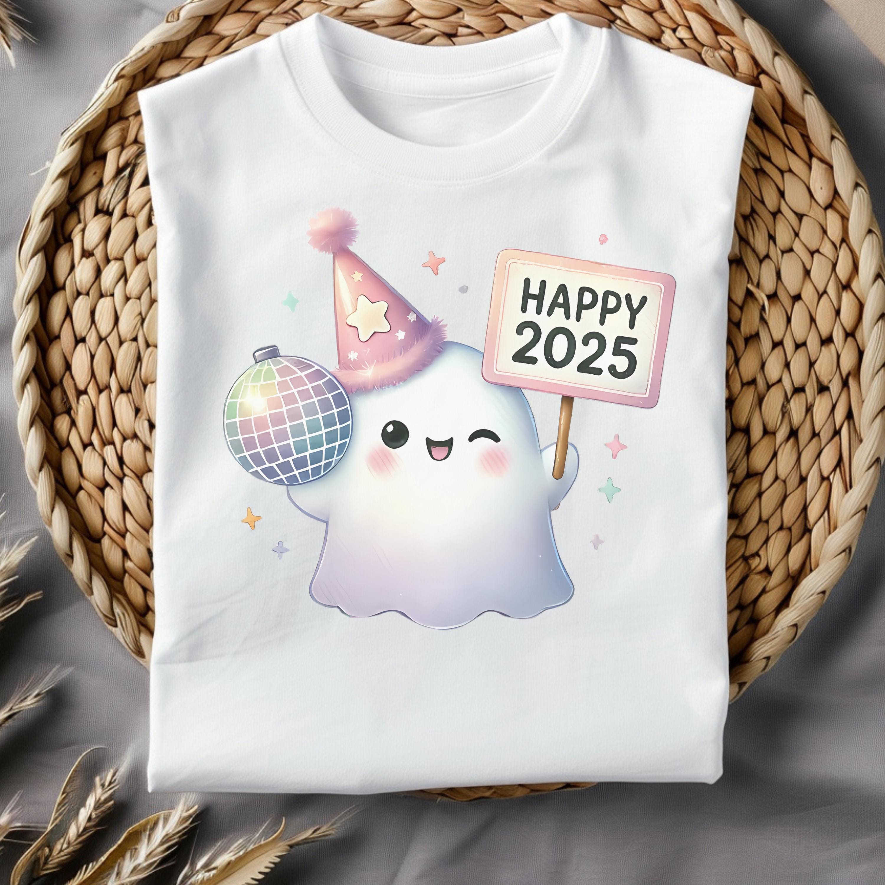 New Year 2025 Ghost Png, Cute Ghost Svg, Celebration Clipart, Festive ...
