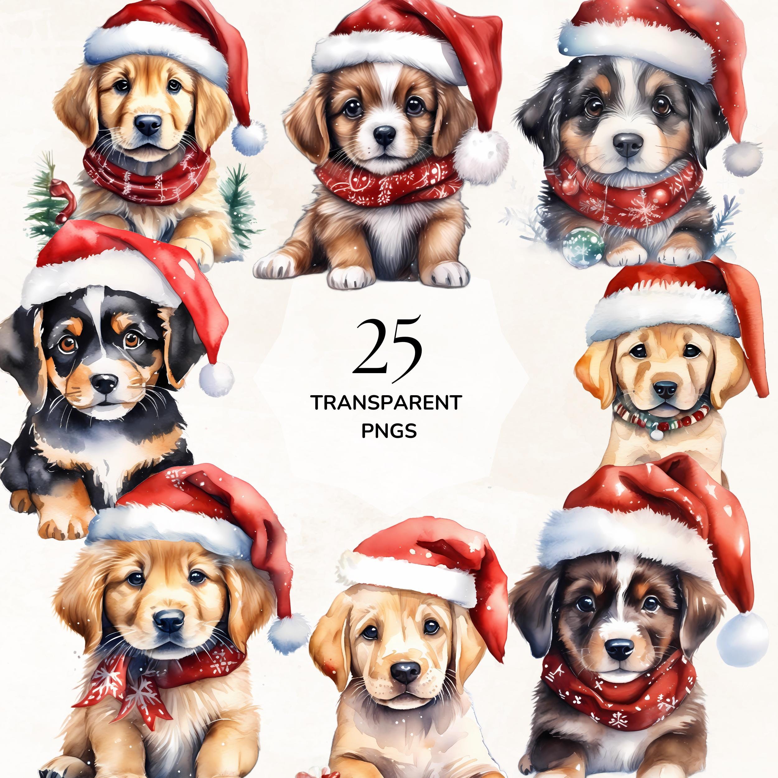 25 Watercolor Christmas Dog Clipart Bundle | Puppies Graphics | Puppy ...