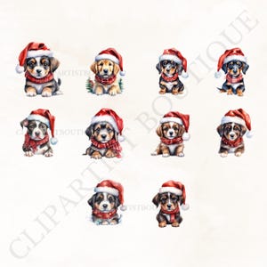 25 Watercolor Christmas Dog Clipart Bundle | Puppies Graphics | Puppy ...