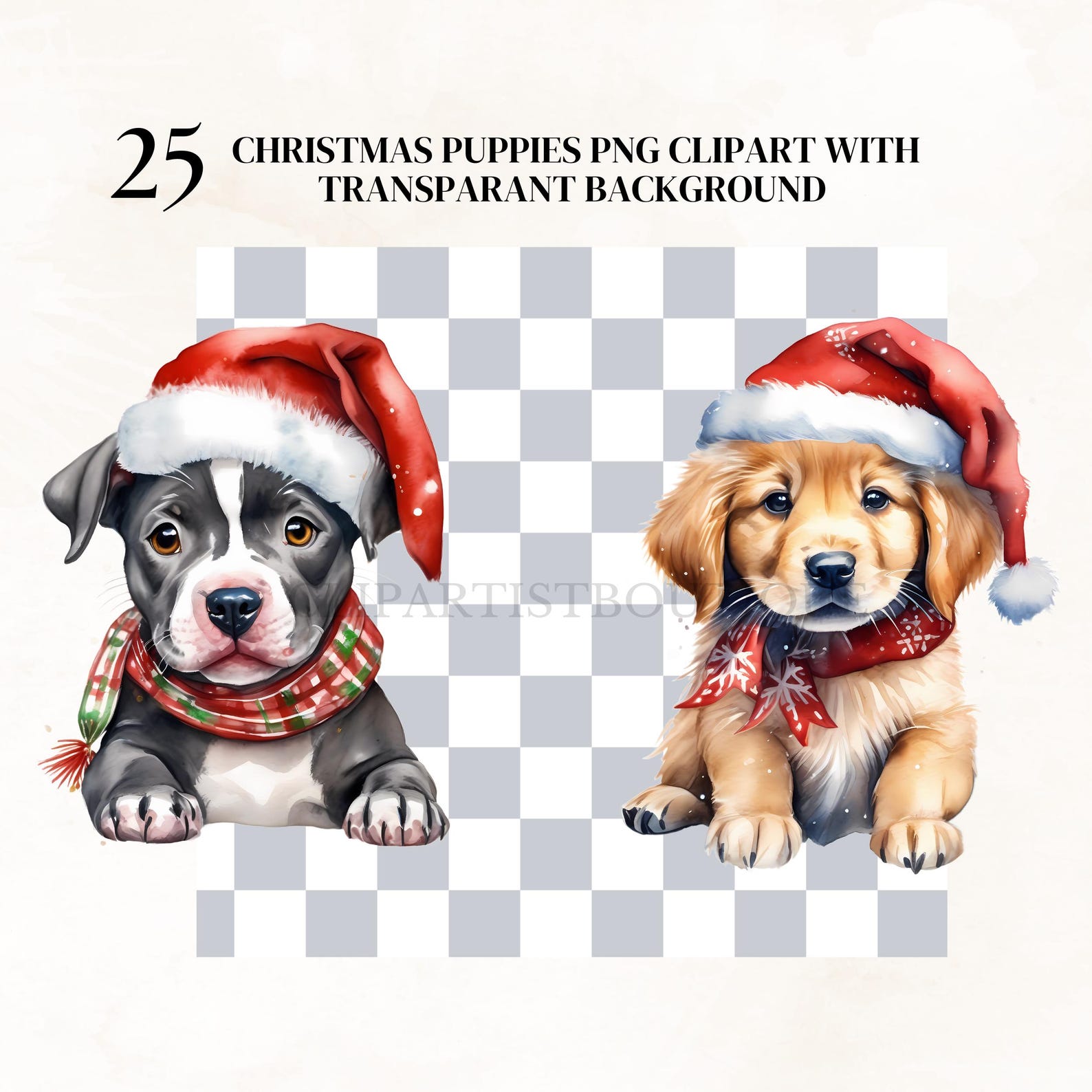25 Watercolor Christmas Dog Clipart Bundle | Puppies Graphics | Puppy ...