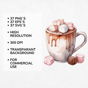 Watercolor Hot Chocolate Cup Clipart Bundle | 37 PNG, SVG & EPS Hot ...
