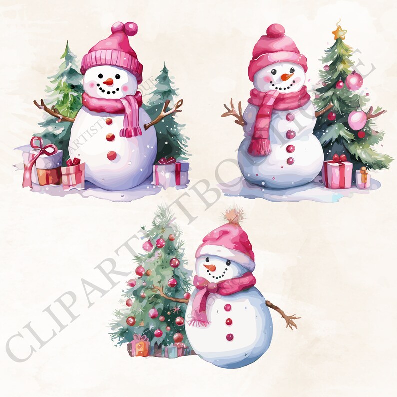 Watercolor Christmas Snowman Clipart | 15 High Quality Snowman Face Svg ...
