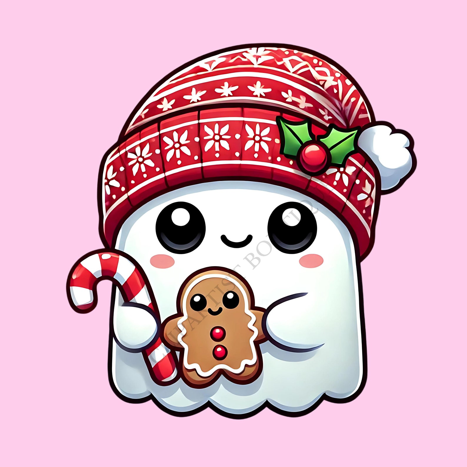 Kawaii Christmas Ghost PNG SVG, Ghost Boba, Boujee Png, Gingerbread ...