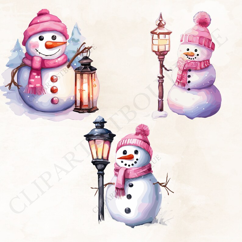 Watercolor Christmas Snowman Clipart | 15 High Quality Snowman Face Svg ...