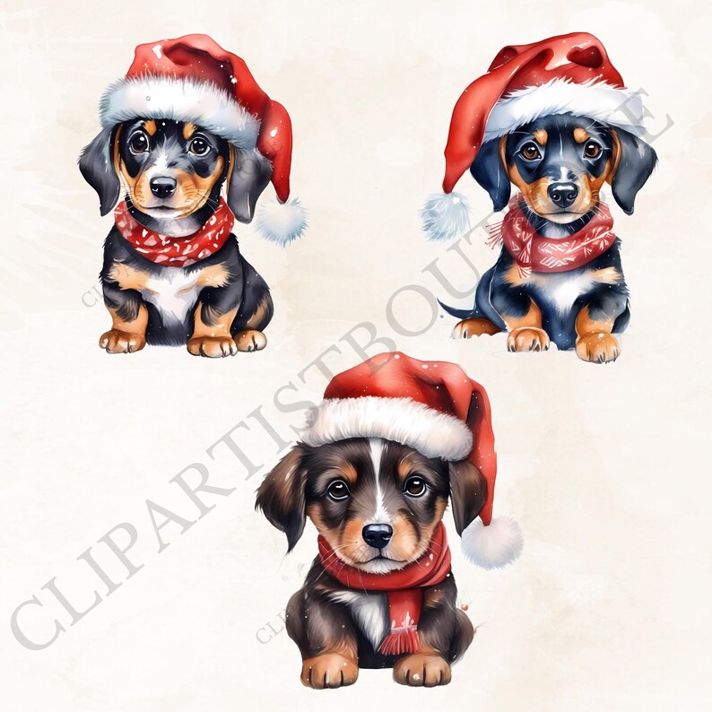 25 Watercolor Christmas Dog Clipart Bundle | Puppies Graphics | Puppy ...