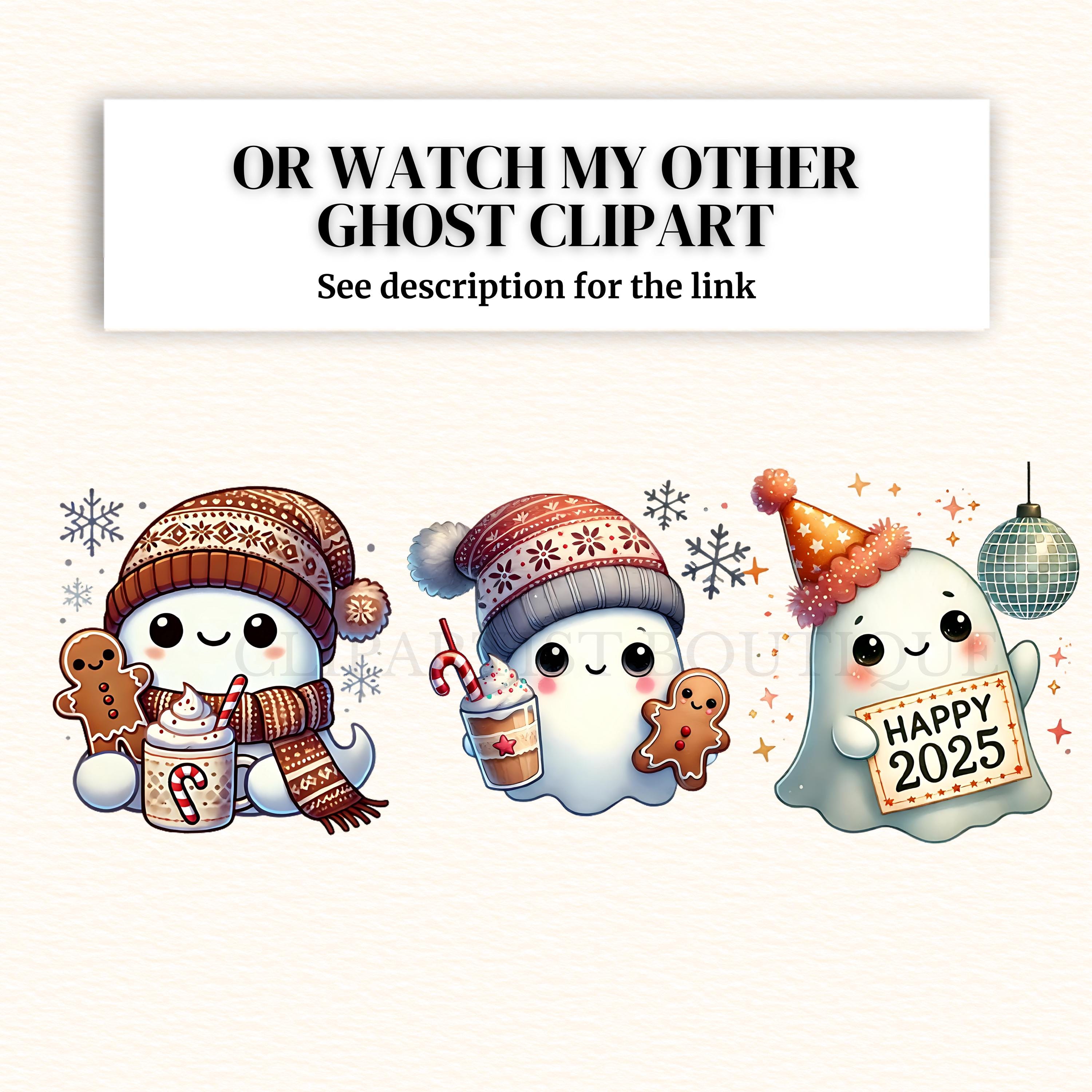 New Year 2025 Ghost Png, Cute Ghost Svg, Celebration Clipart, Festive ...