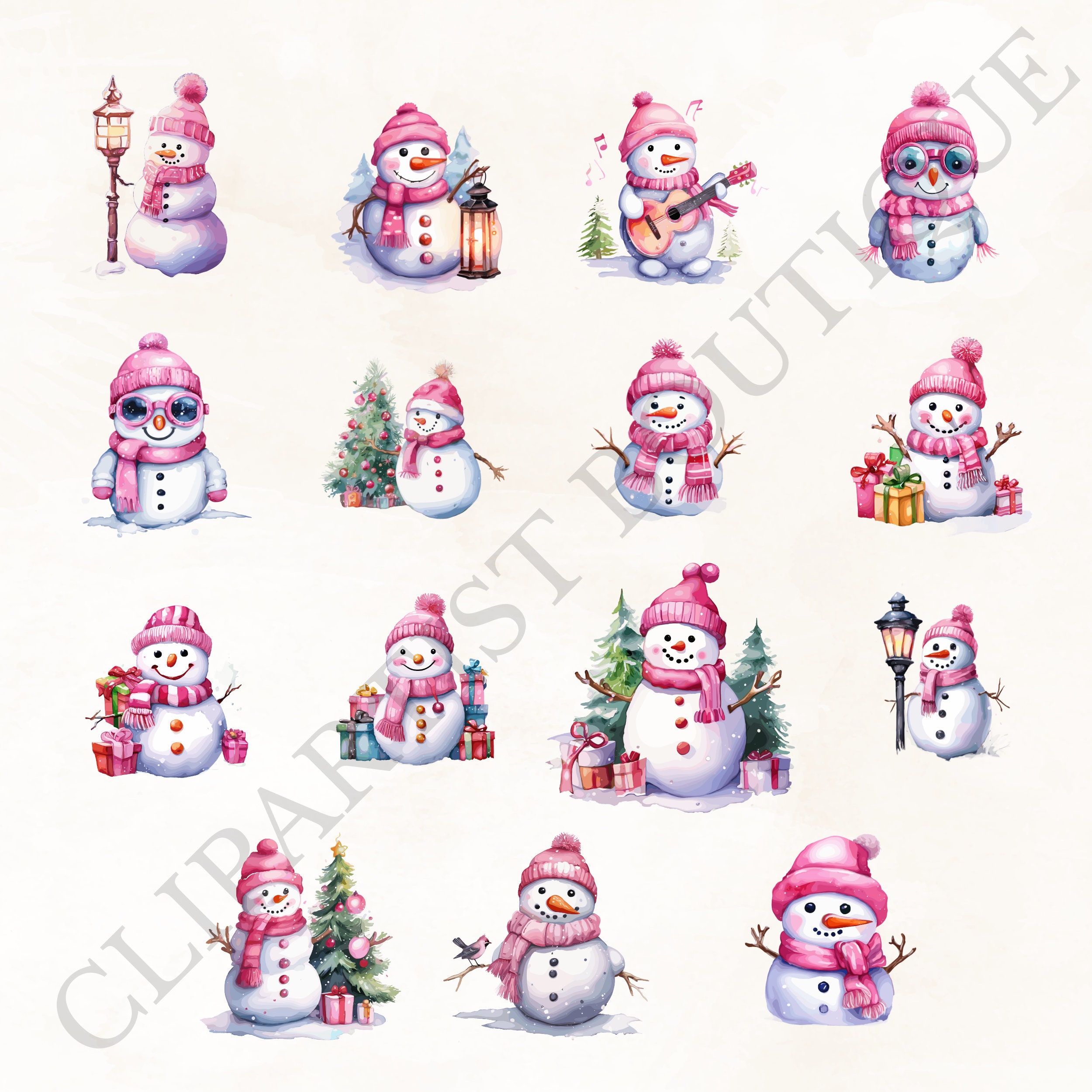 Watercolor Christmas Snowman Clipart | 15 High Quality Snowman Face Svg ...