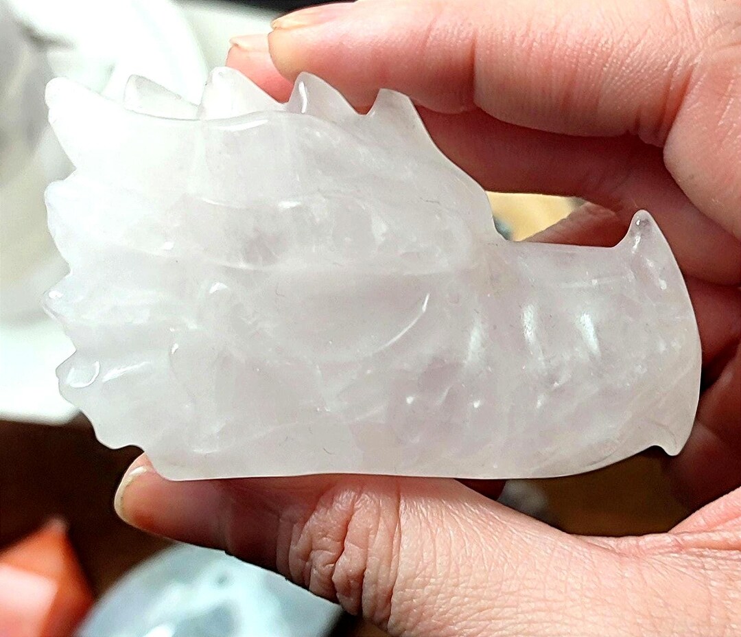 Rose Quartz Dragon Head. Cabeza De Dragón De Cuarzo Rosa. - Etsy