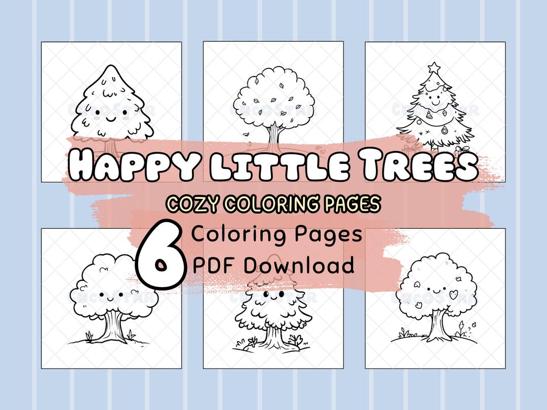 6 Simple Happy Little Trees Coloring Pages for Kids, Kids Coloring Page ...
