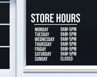 Hours Door Decal - Etsy