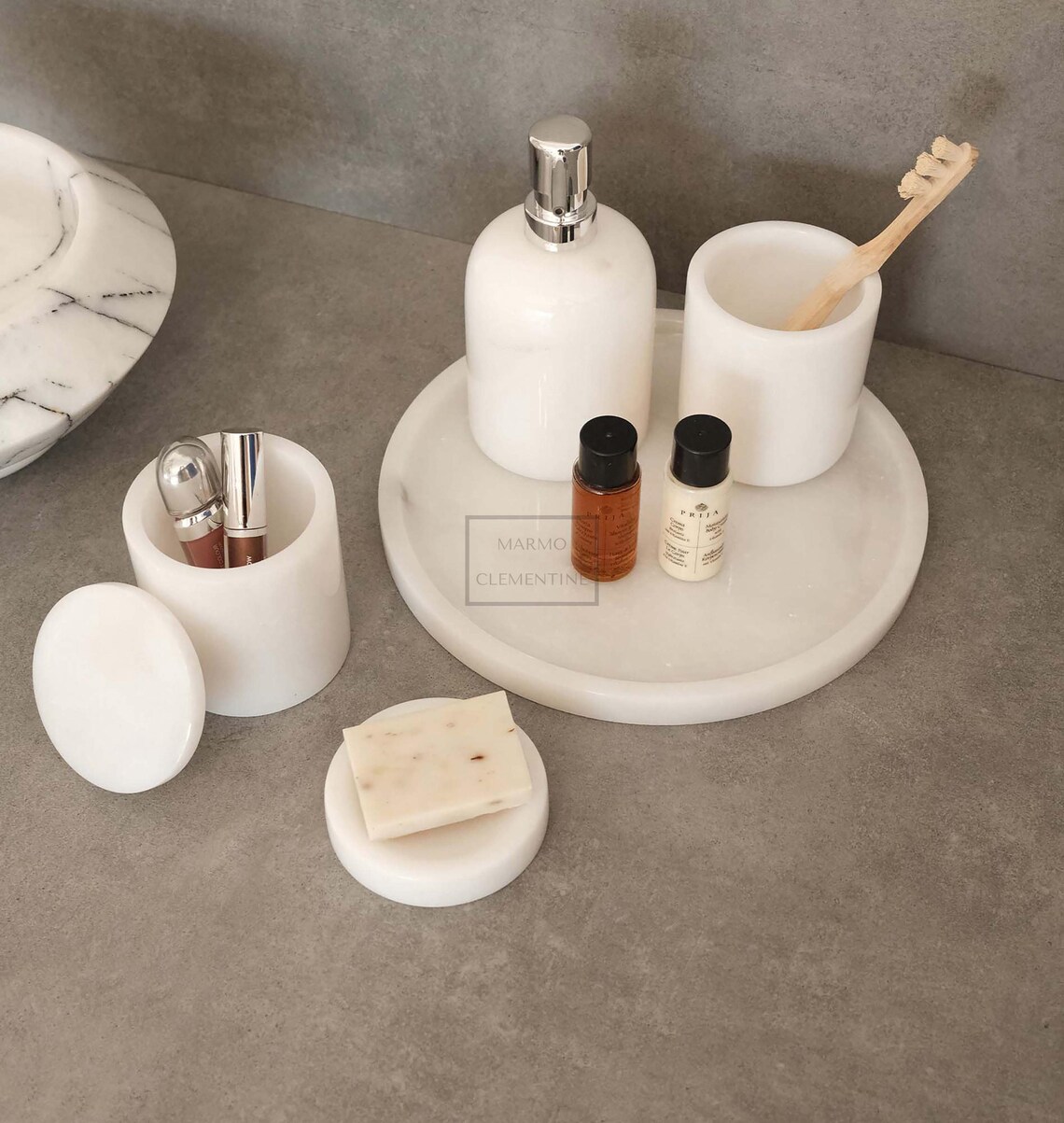 Natural Marble Bathroom Set,7 Pieces, White Marble Bathroom Set,marble ...