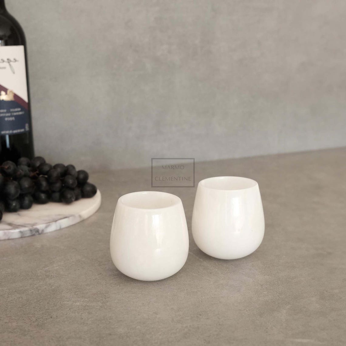Marble Coffee Cup Set of 2, Natural Stone Espresso Cup Set, Coffee ...