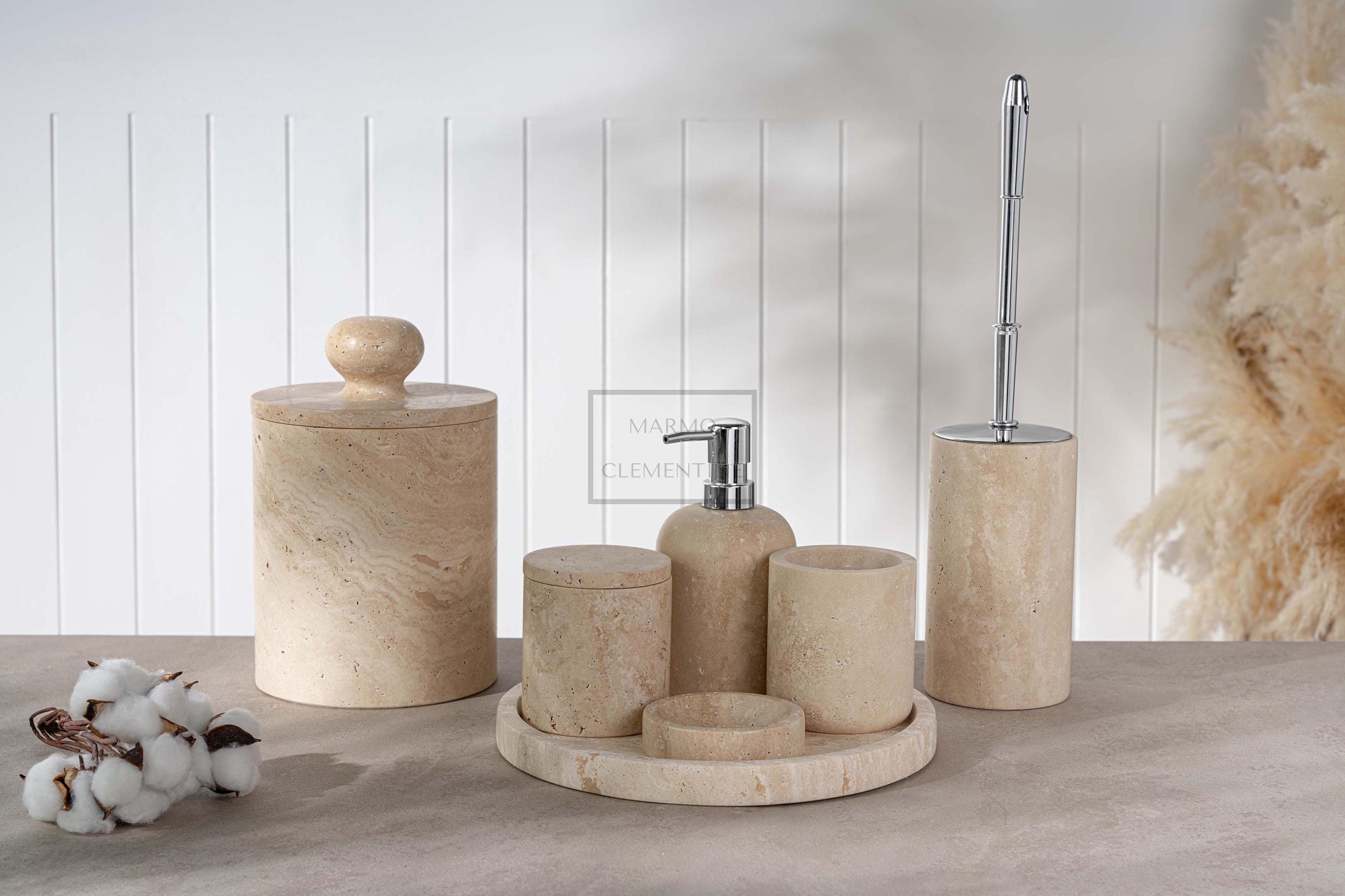 Natural Marble Bathroom Set,7 Pieces, Travertine Bathroom Set,soap ...