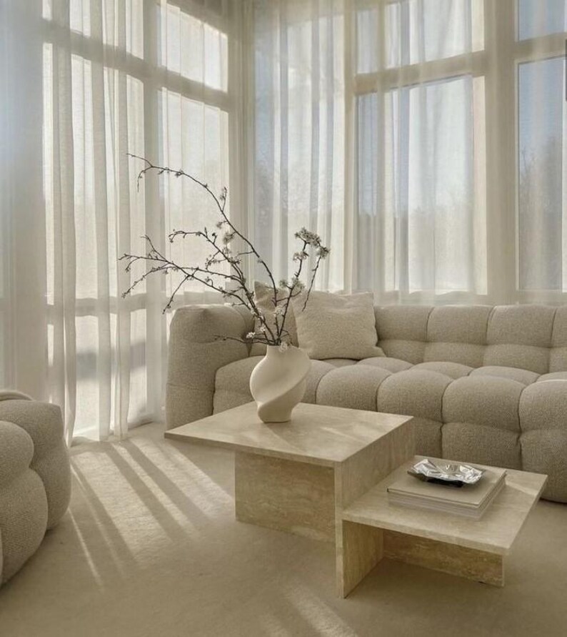 Beige Travertine Coffee Table, Side Table, Marble Coffee Table - Etsy