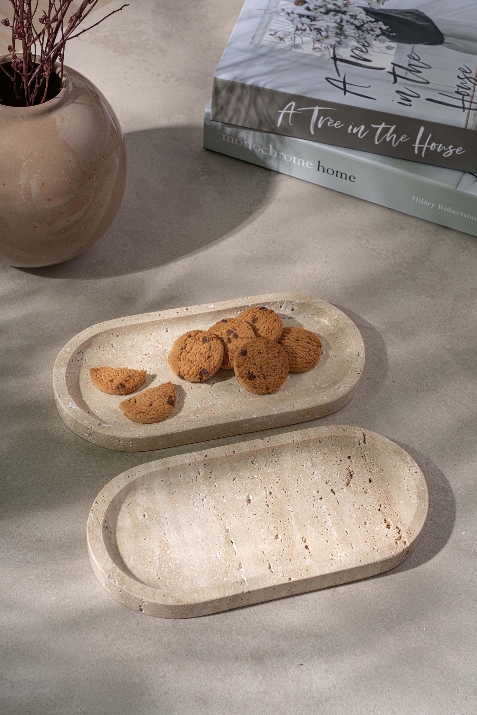 Travertine Platter Set, 2 Pieces Marble Platter Set, Marble Platter for ...