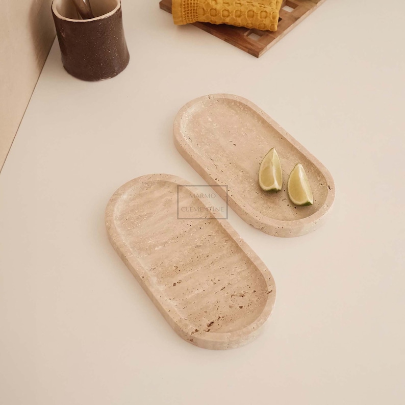 Travertine Platter Set, 2 Pieces Marble Platter Set, Marble Platter for ...