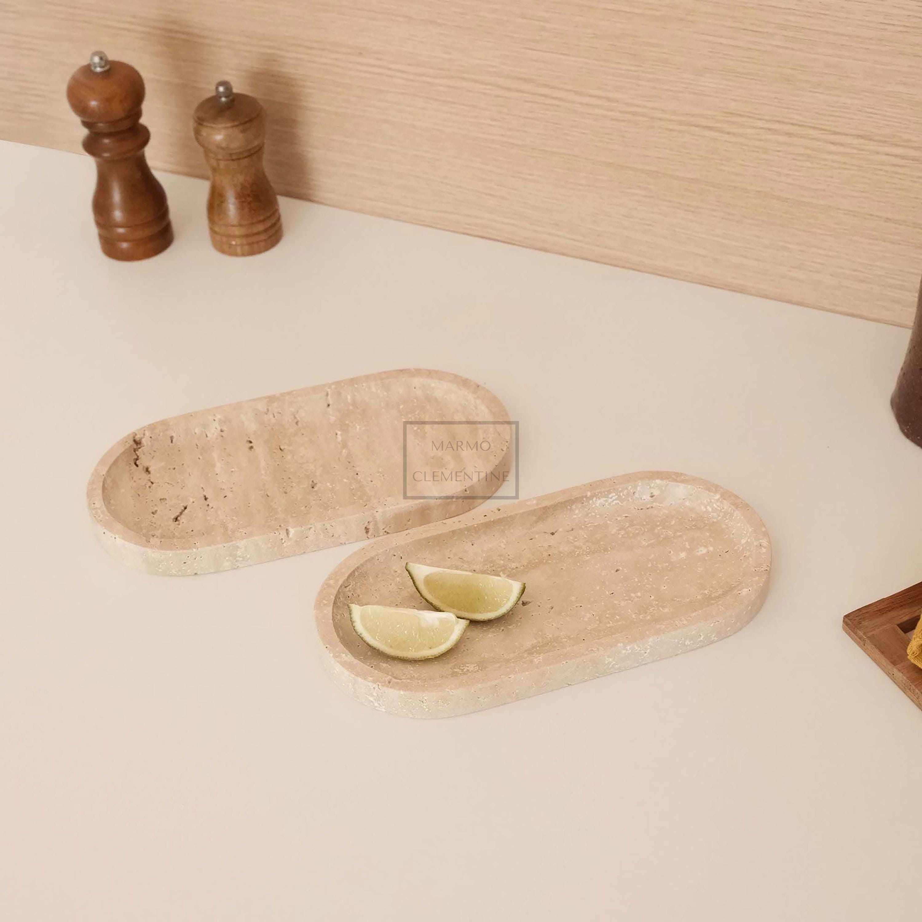 Travertine Platter Set, 2 Pieces Marble Platter Set, Marble Platter for ...
