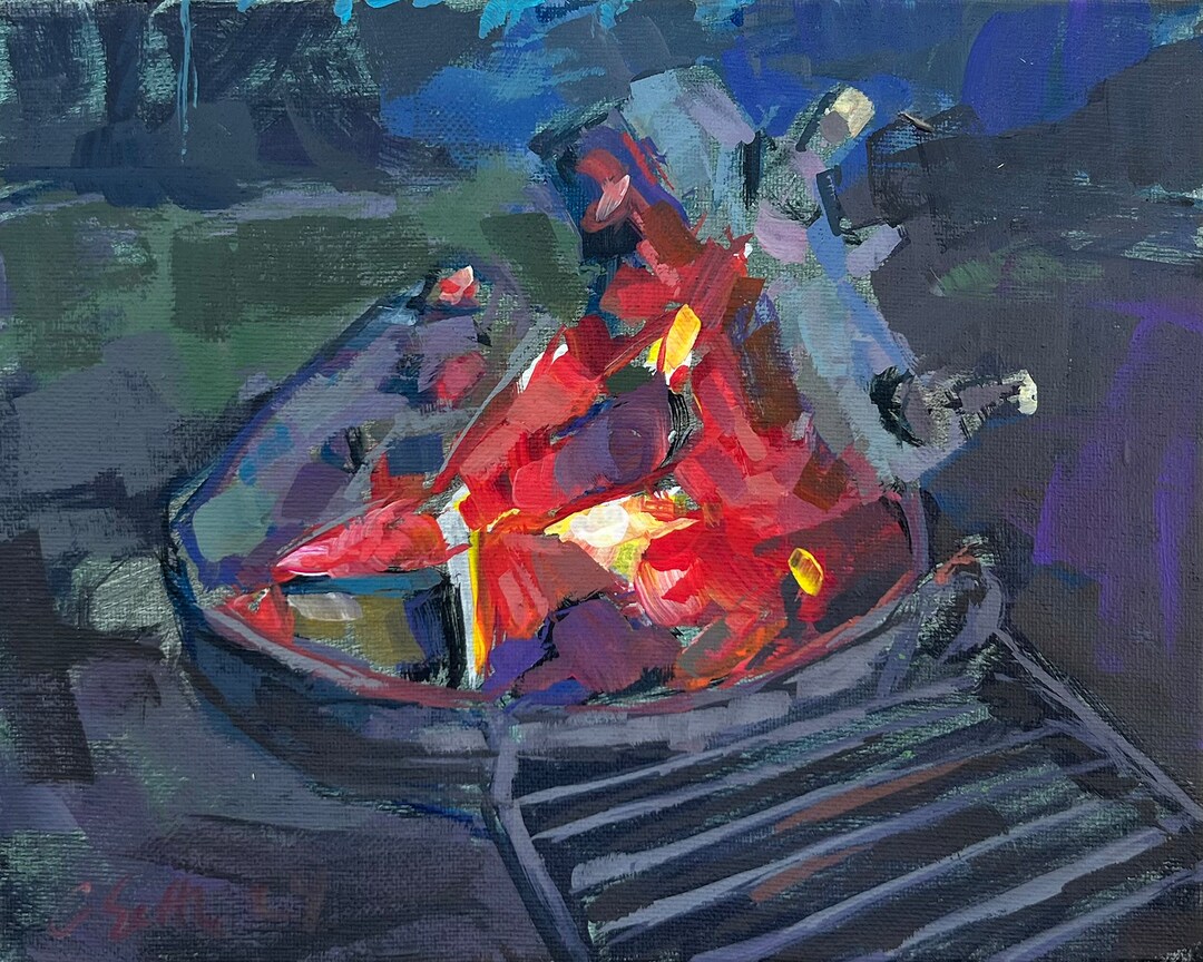 8" X 10", Acrylic Painting, Fireside Camping. Or, Message Me Your ...