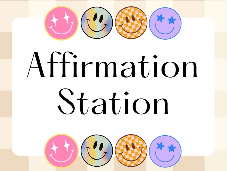 Affirmation Station Cards Smiley Theme - Etsy